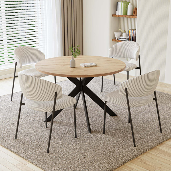 Ivy Bronx 46.4" Round Table Set Of 4 , Modern Kitchen Table Set, Mdf ...
