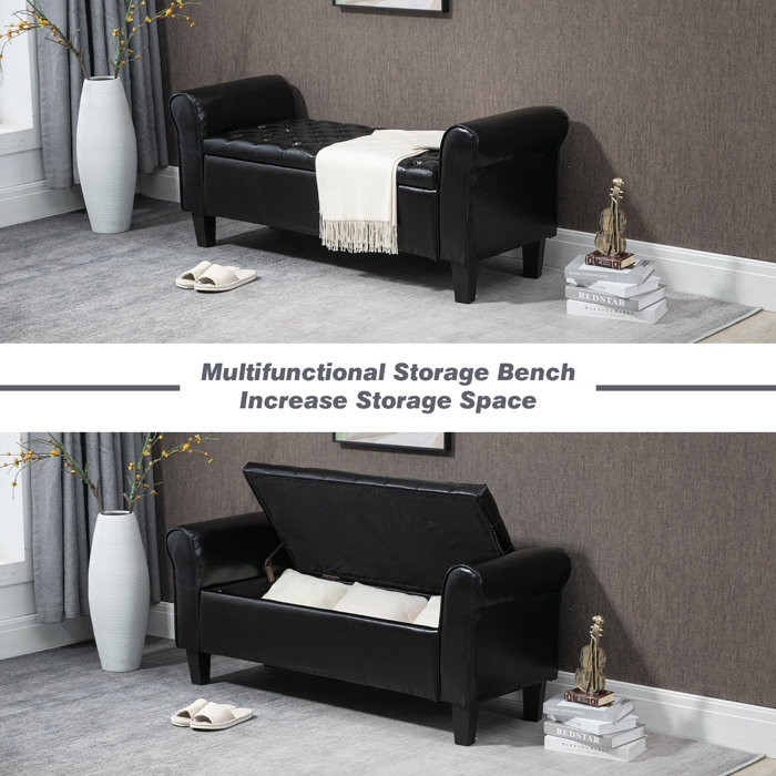 Red Barrel Studio® Escarleth Faux Leather Upholstered Storage Bench ...