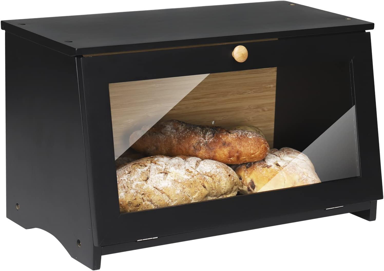 Bayou Breeze Wood Bread Box for Kitchen Counter, Single Layer Bamboo ...