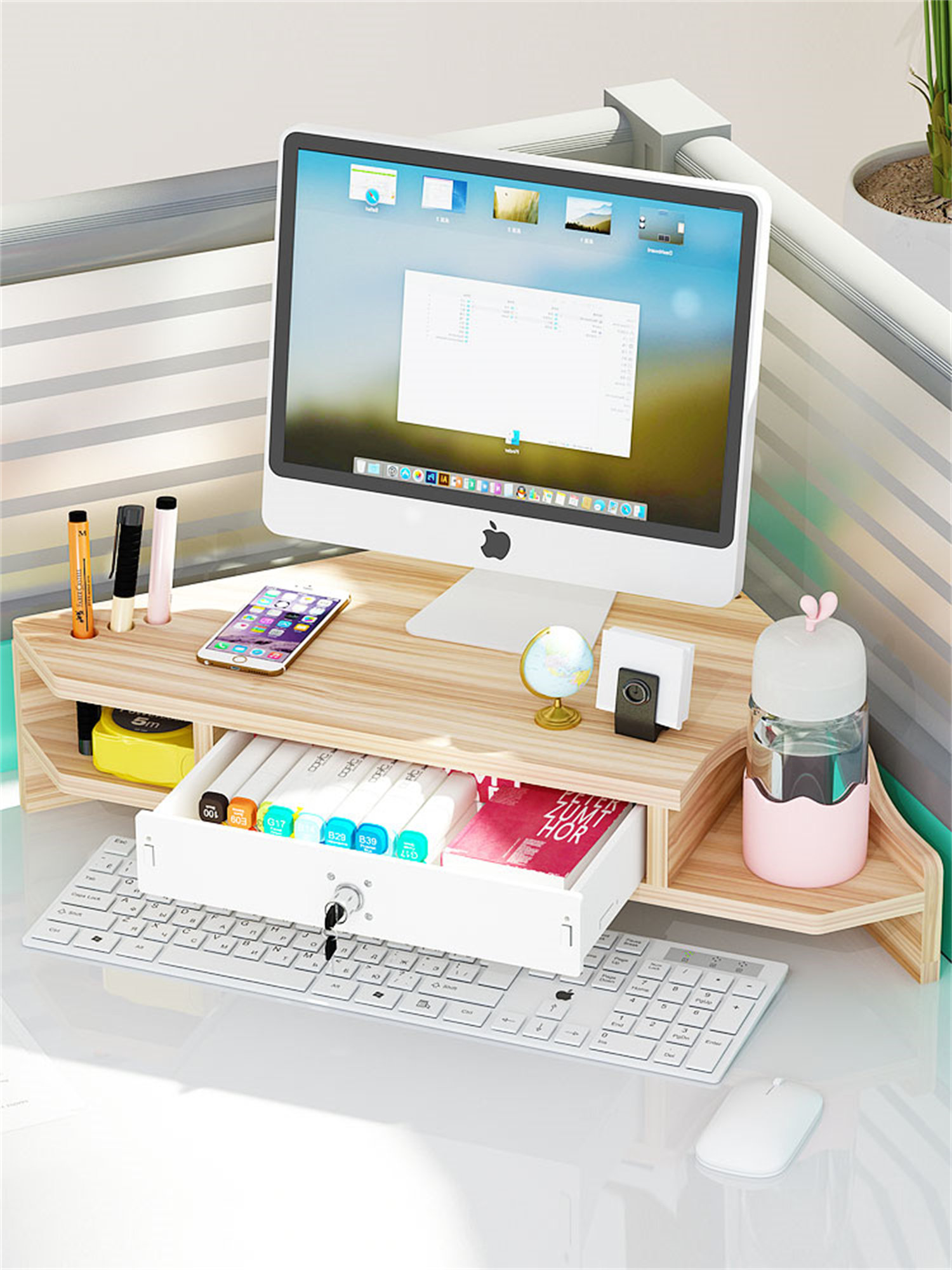 Inbox Zero Desktop Computer Monitor Corner Riser Stand | Wayfair