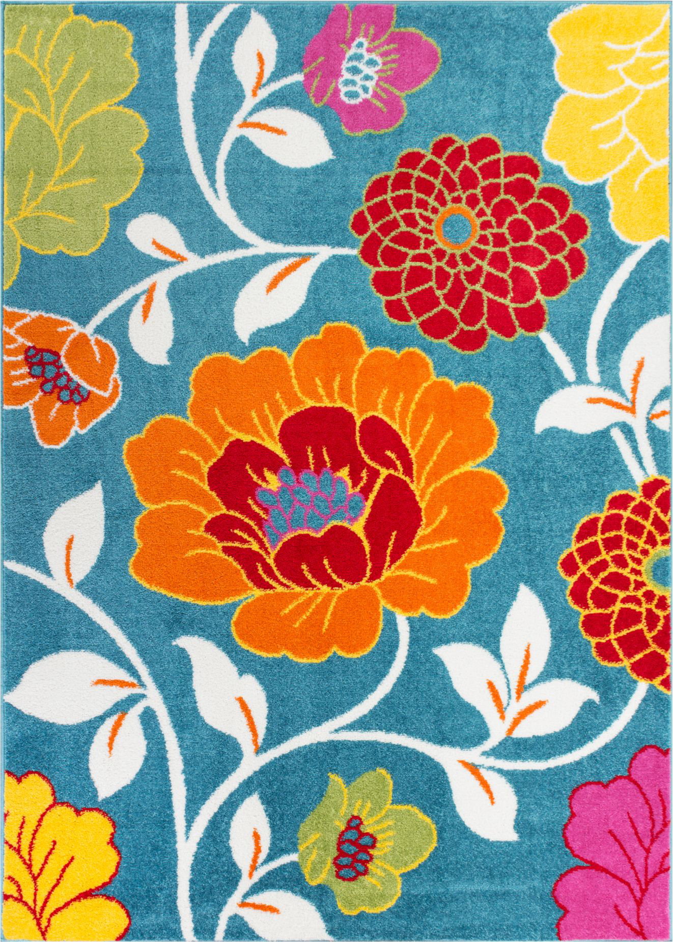 Harriet Bee Bezno Starbright Daisy Flowers Blue Rug & Reviews | Wayfair