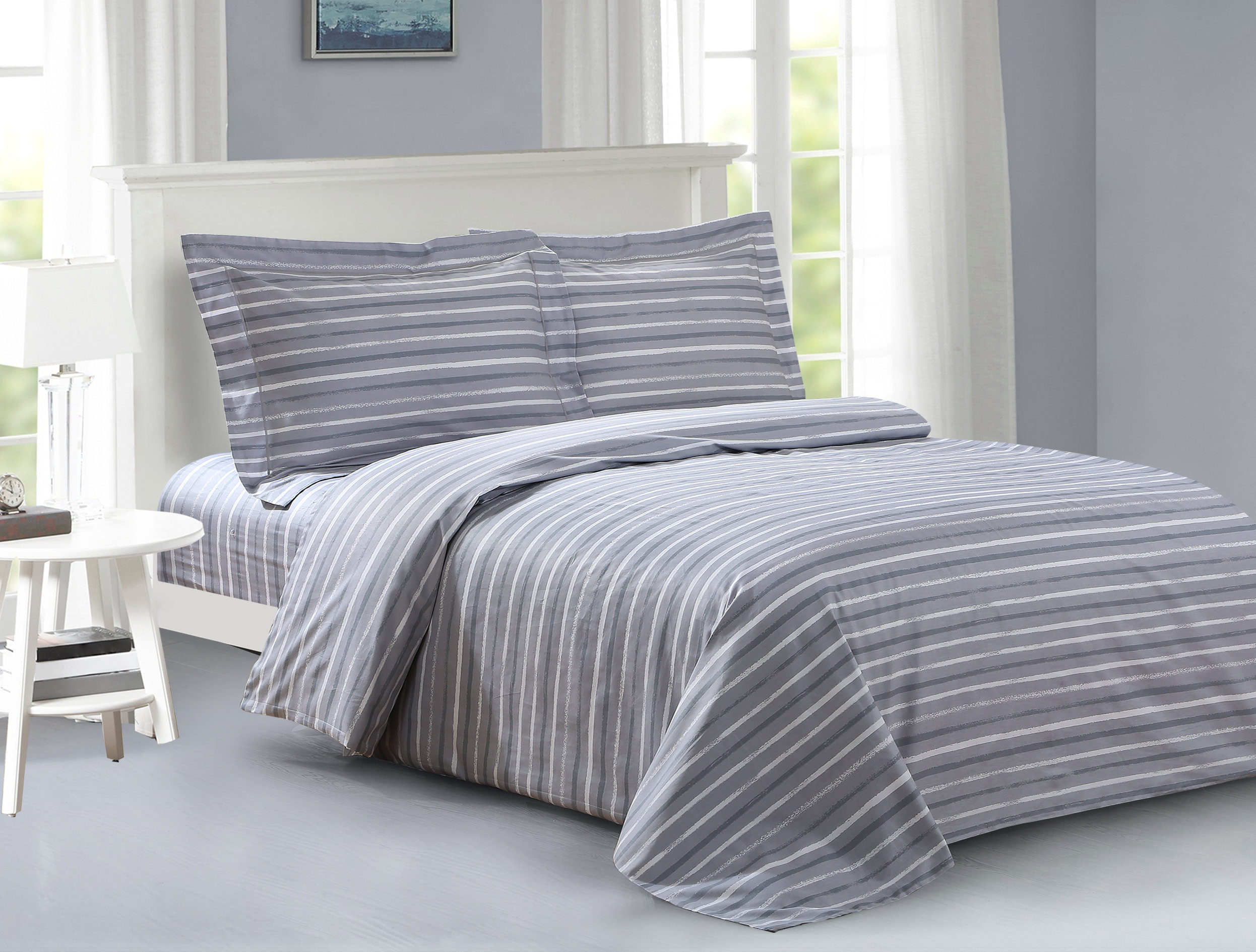 Violet Linen French Sky Blue Pattern Blue Standard Cotton 200 TC ...