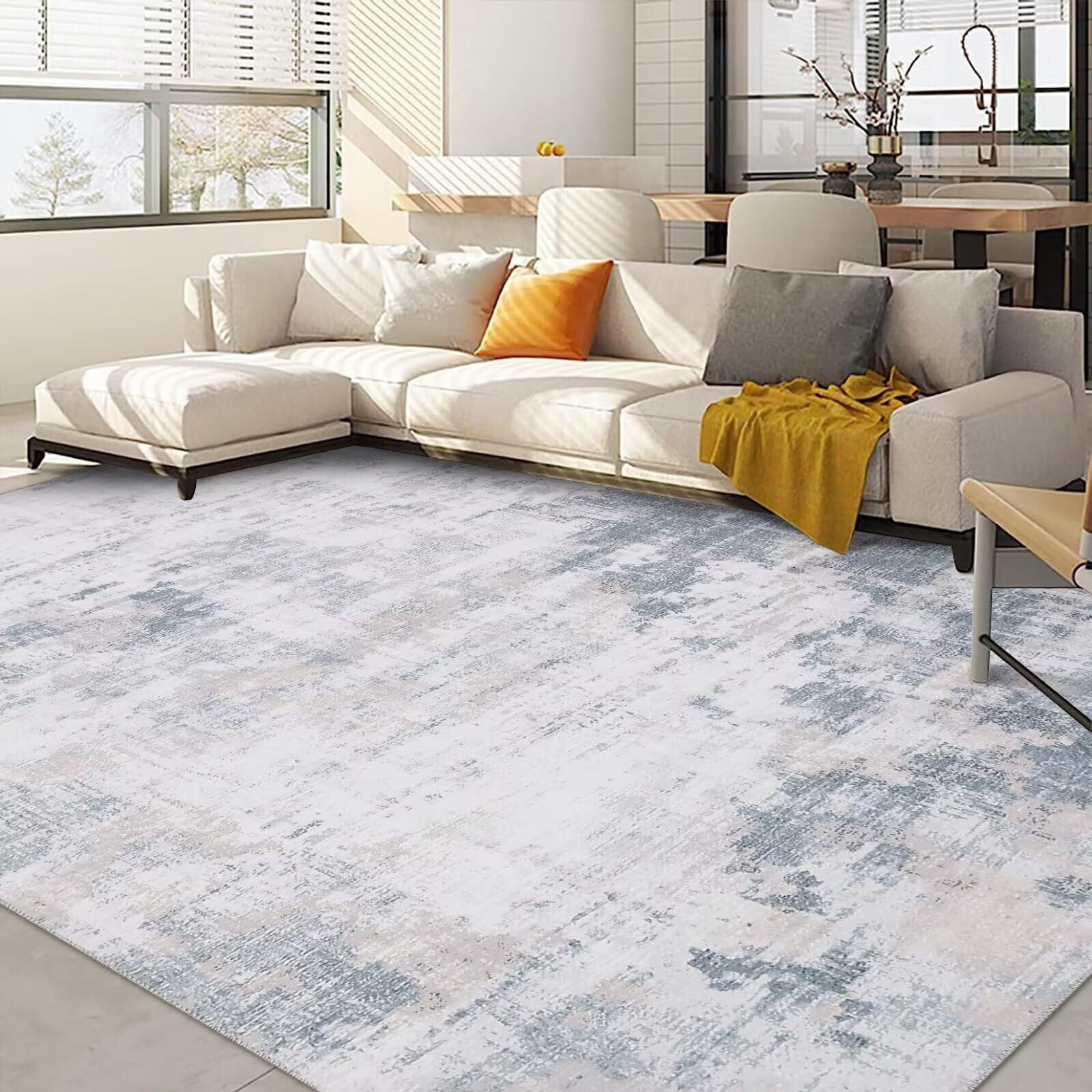 17 Stories Washable Rug Modern Area Rug Low Pile Bedroom Rug | Wayfair