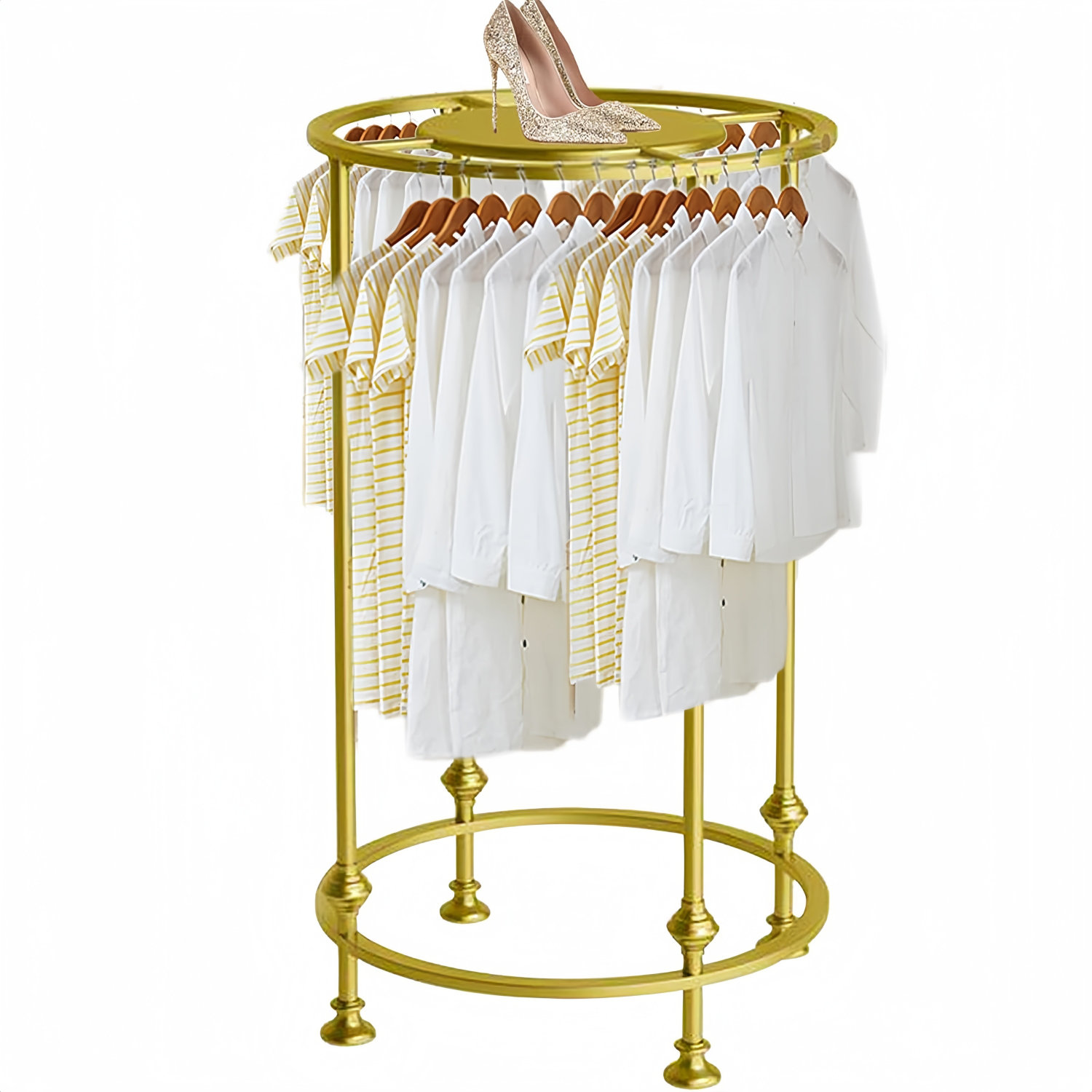Everly Quinn Freestanding Metal Round Garment Display Rack for Retail ...