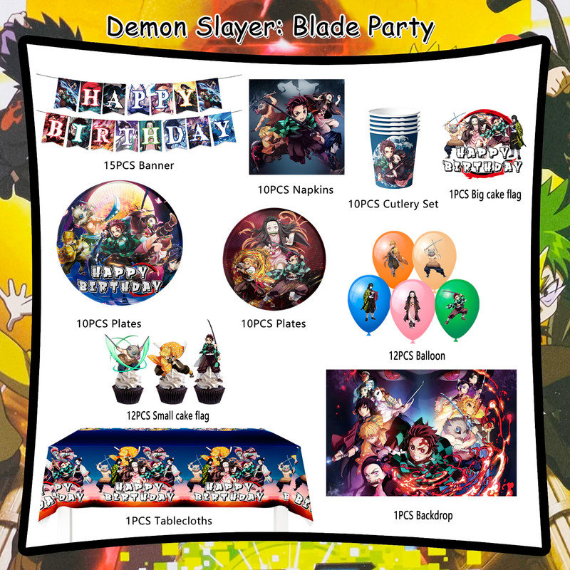 LUMCRAJEMS Demon Slayer Party Supplies,82pcs Demon Slayer Party ...