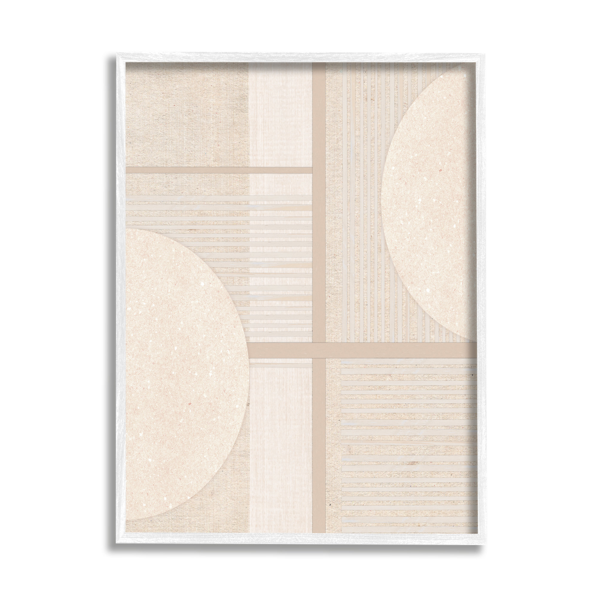 Stupell Industries Ba-247-Framed Beige Circular Geometric Framed On ...