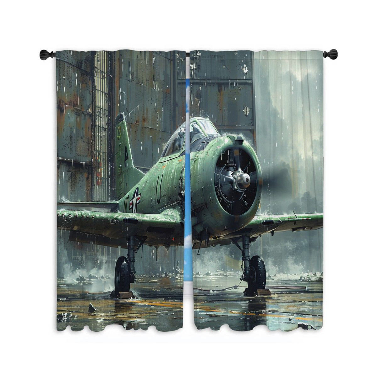 VisionDecor Fighter Plane Window Curtains Aviation Historic Aircraft ...