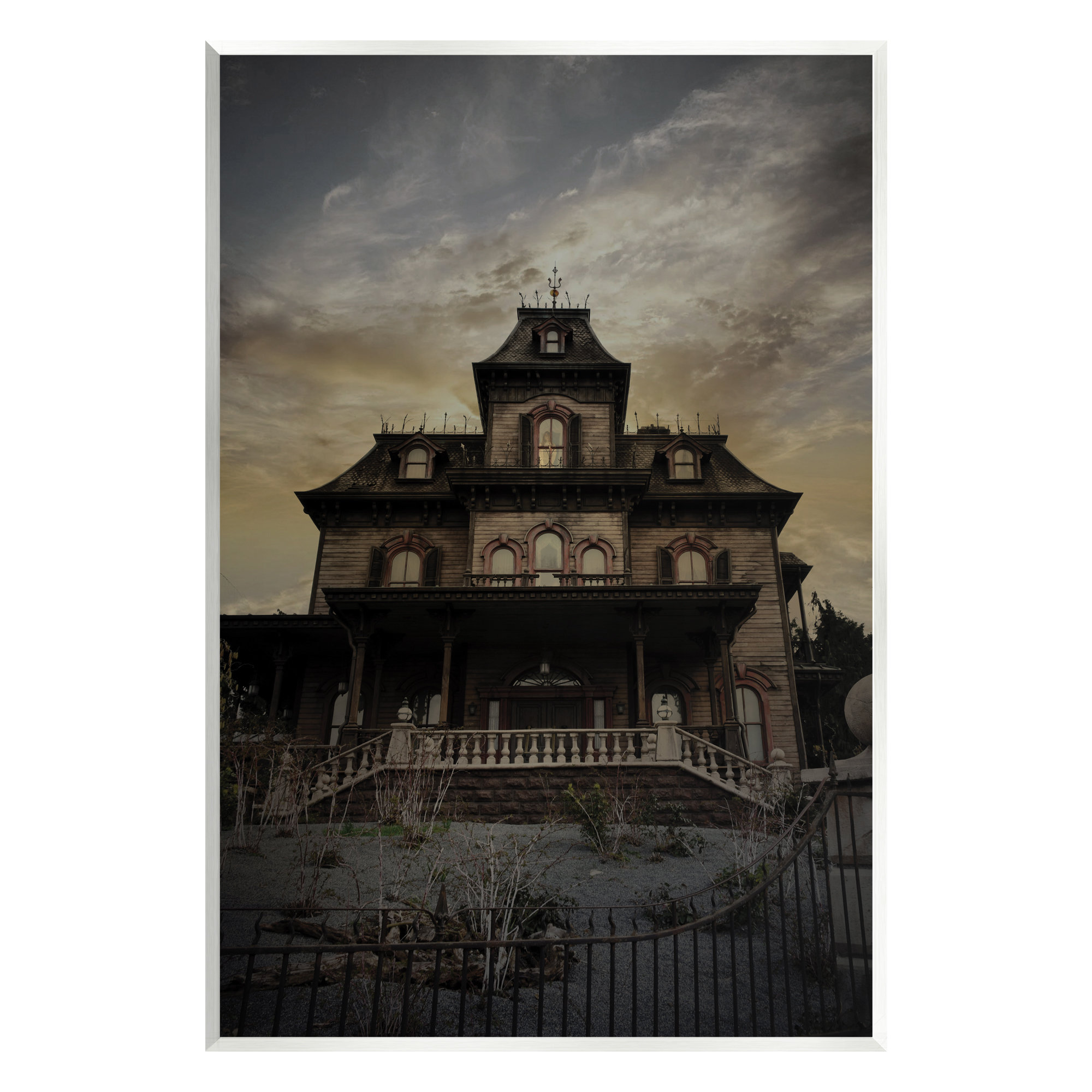 Stupell Industries Ax-418-Wood Haunted House Landscape On MDF by Susan ...