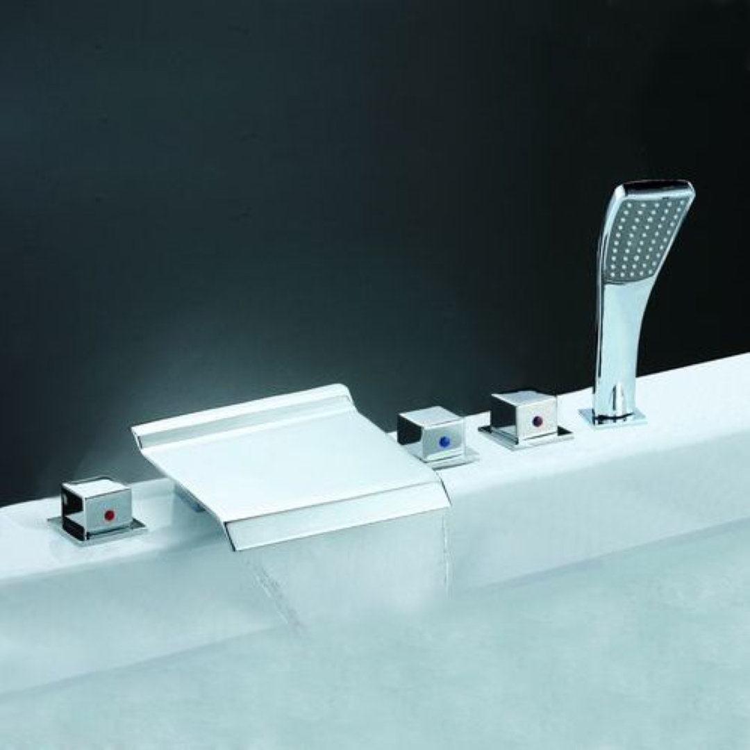 Juno Showers Juno Chrome Finish Waterfall Roman Bathtub Faucet with ...