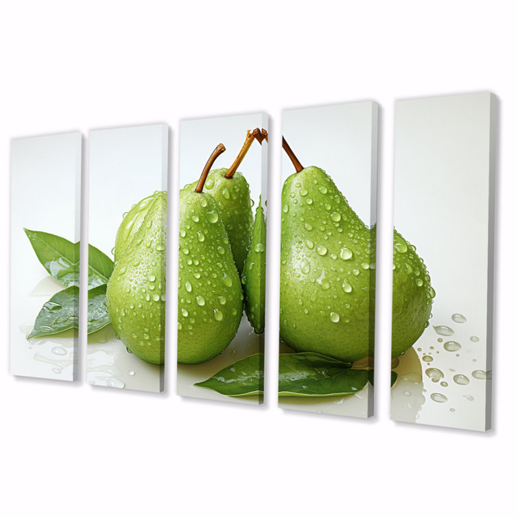 Ebern Designs Fruit Pear Green Pointillism I On Canvas 5 Pieces Print ...