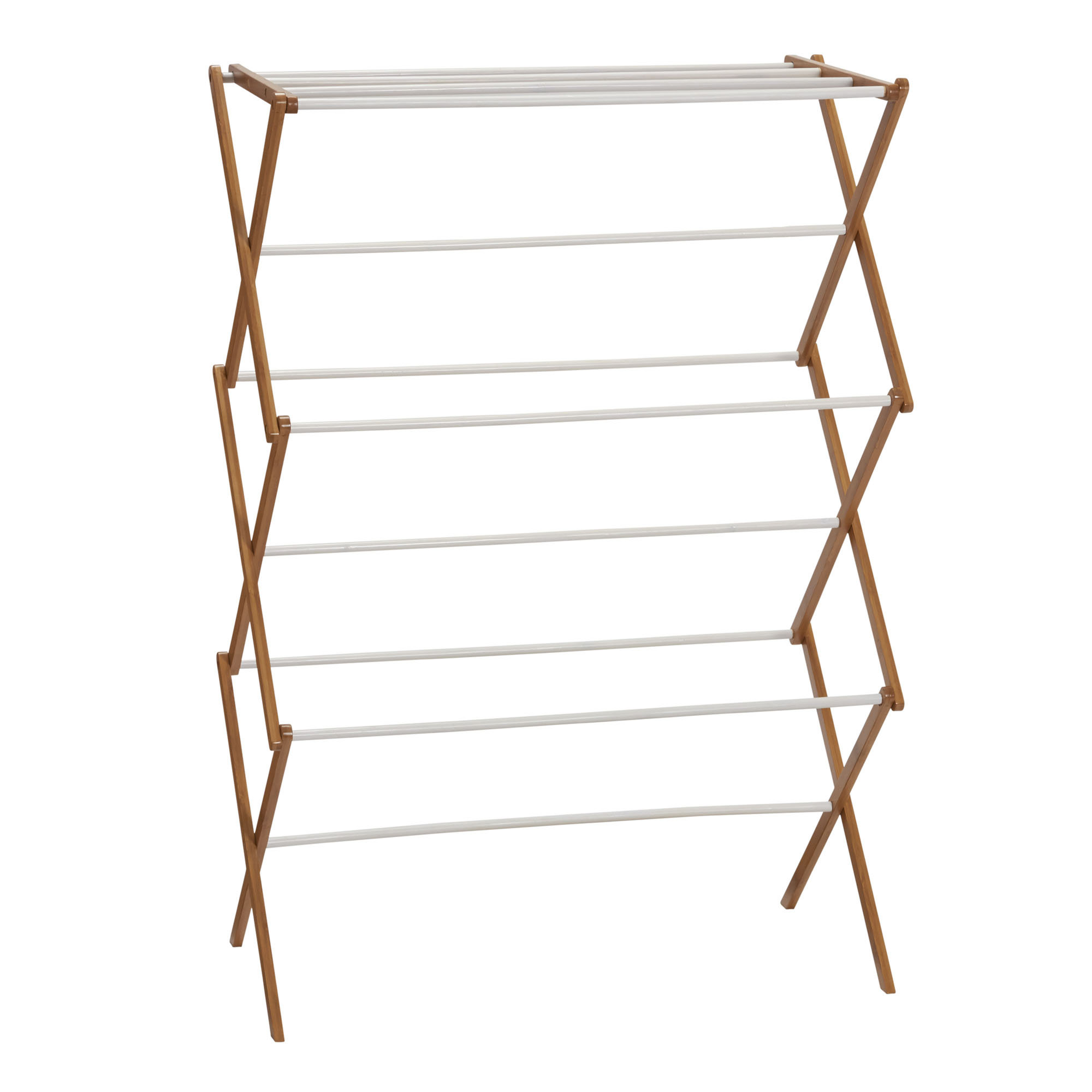 Rebrilliant Bamboo Folding Clothes Drying Rack, Upscale Laundry Rack ...