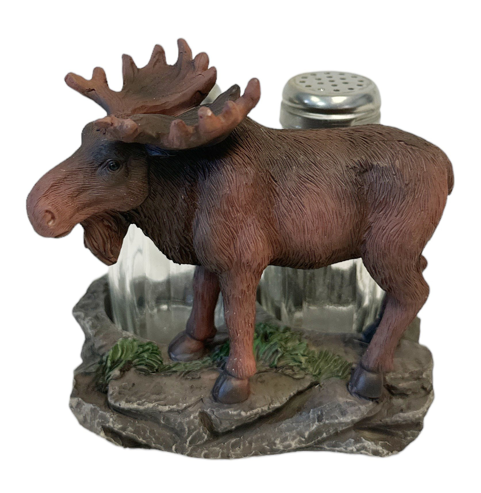De Leon Collections Polyresin Brown Moose Standing in Woodland Forest Nature Themed Salt and ...
