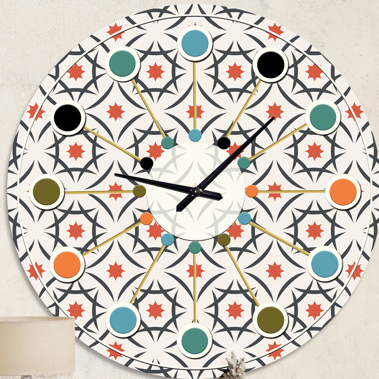 East Urban Home Abstract Retro Design V - Mid-Century Modern wall clock ...