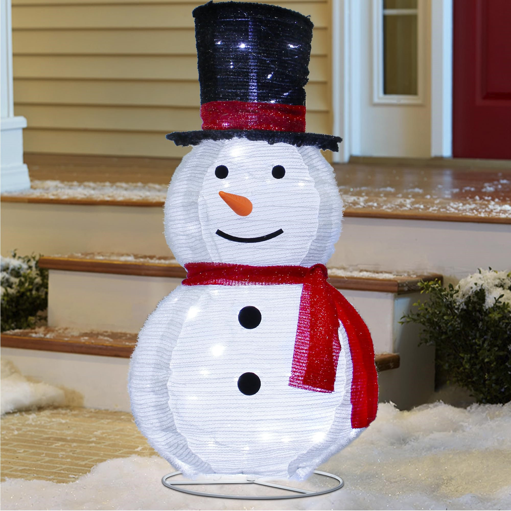 The Holiday Aisle® 3Ft Pre-Lit Light Up Snowman With Black Top Hat ...