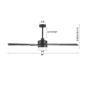 Wade Logan® Veun 84-inch 9-Blades Ceiling Fan with Led Light and Remote ...