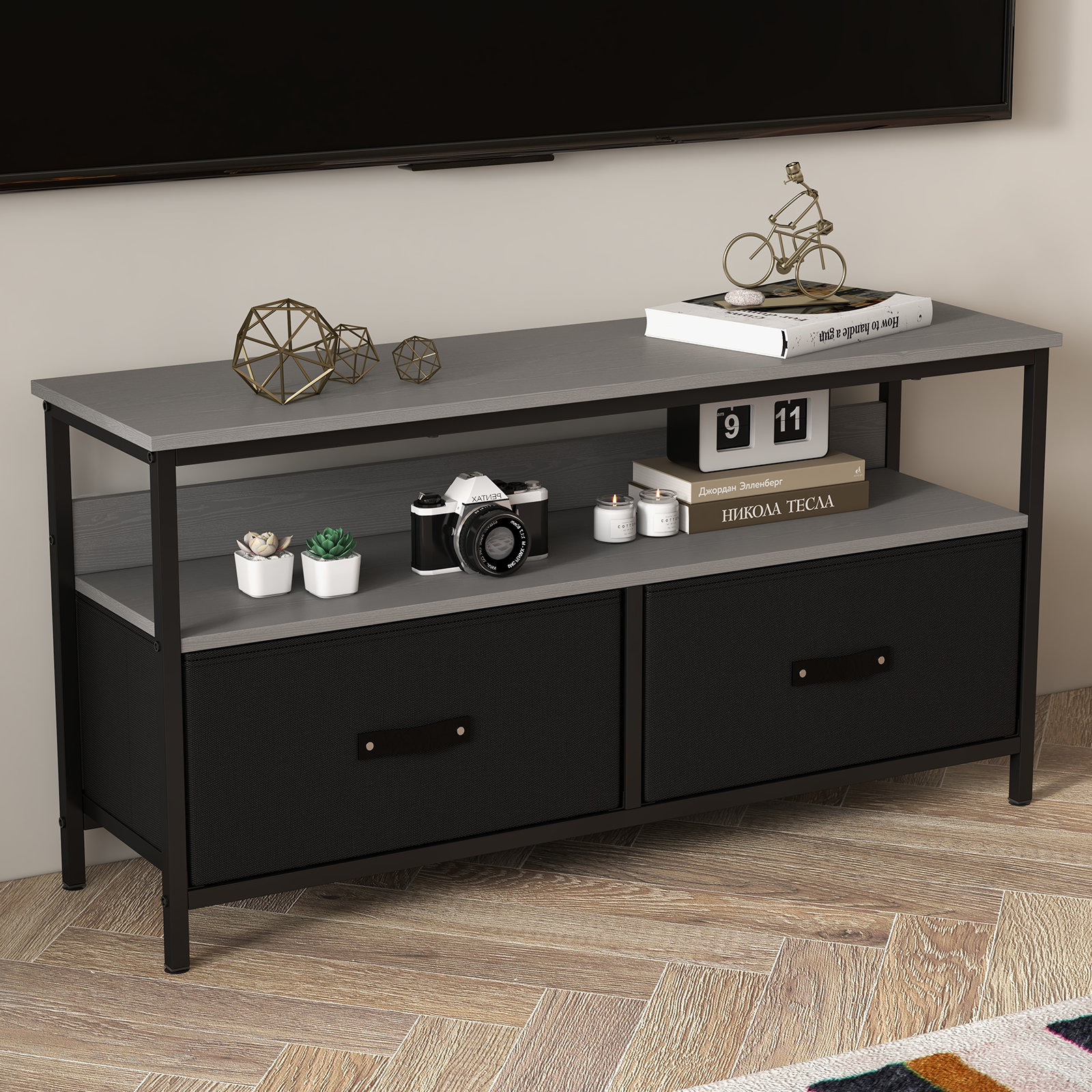 17 Stories Small Tv Stand Dresser With Drawers And Shelves For Home ...