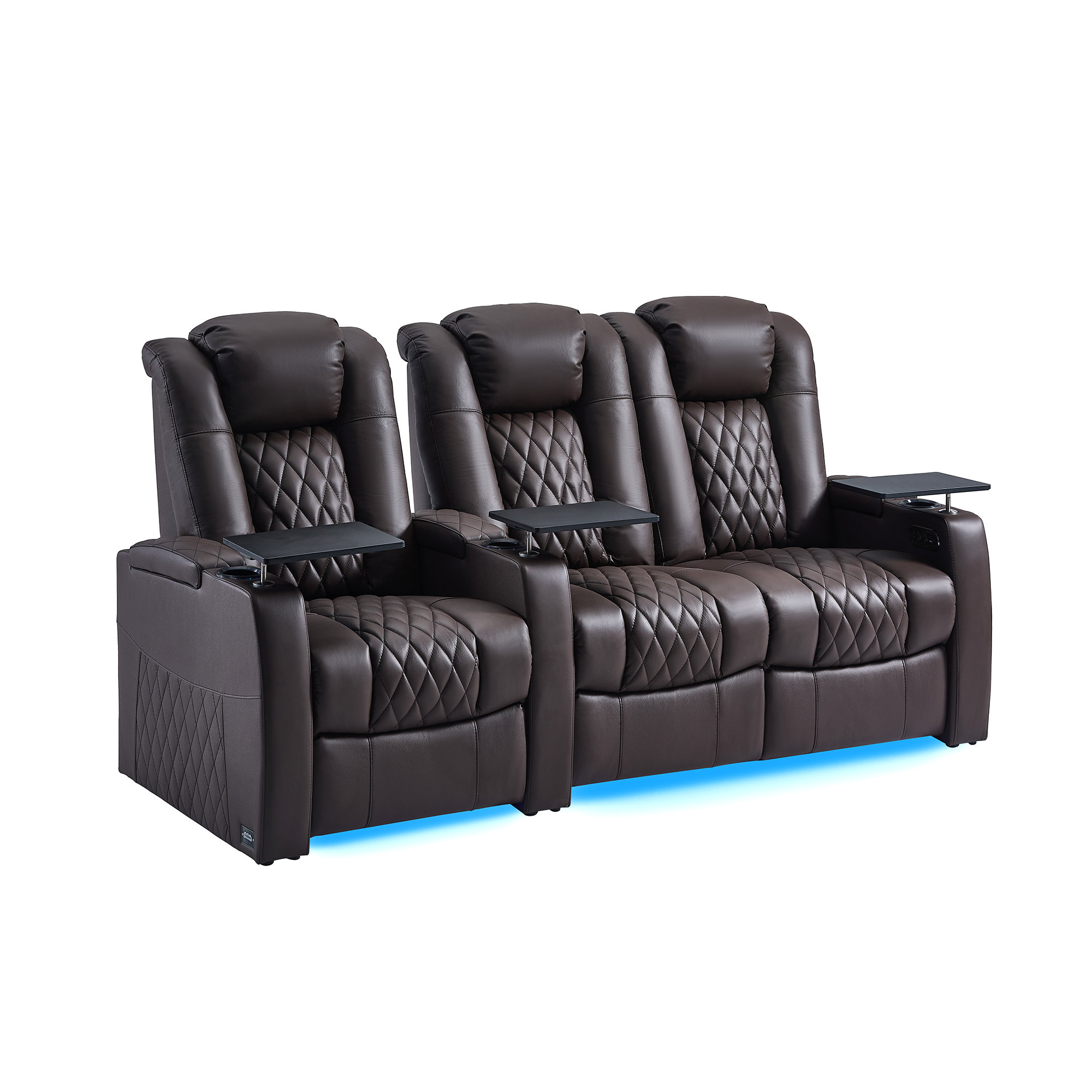 Ivy Bronx Leather Home Theater Seating Dual Power Movie Theater Chairs ...
