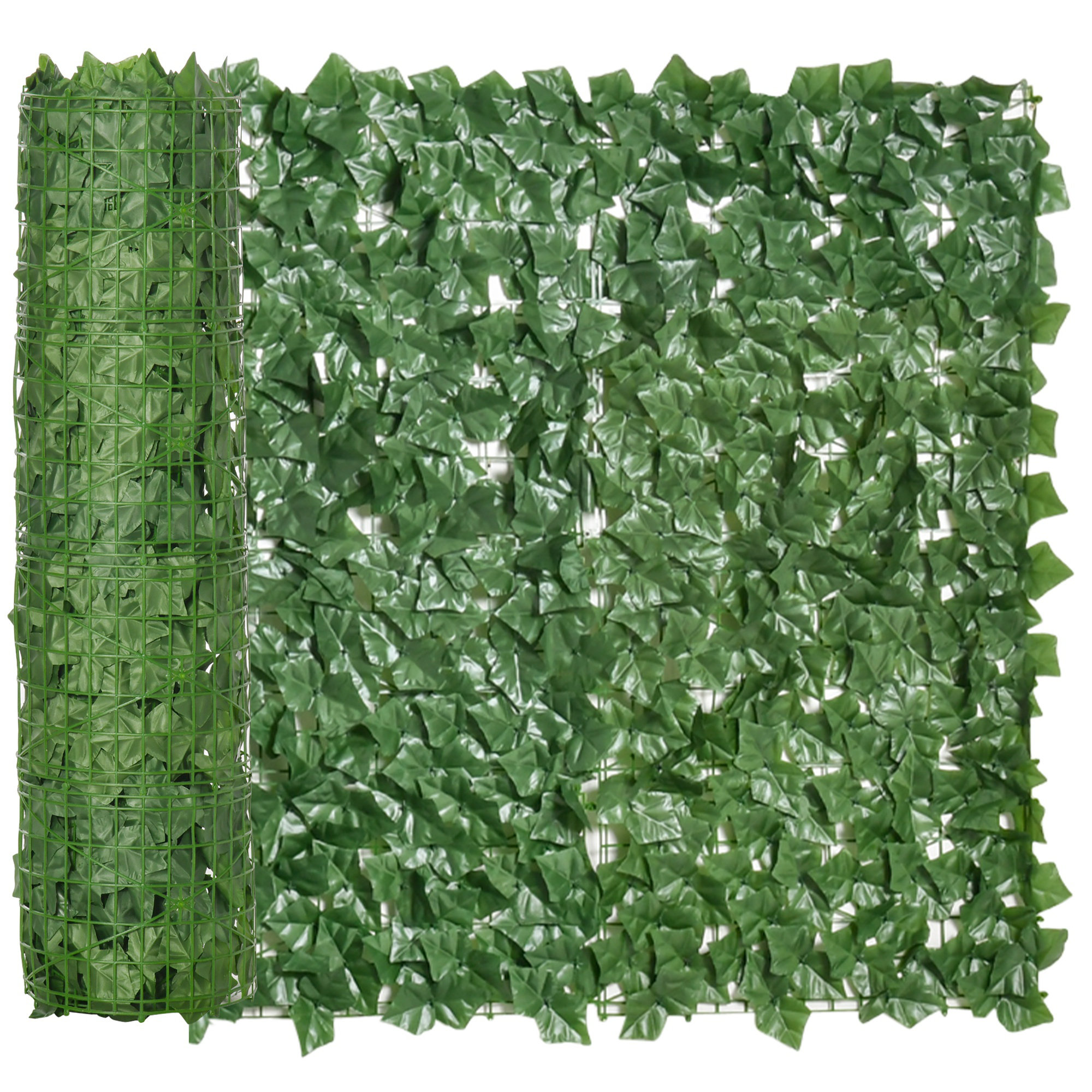 Outsunny 3 ft. H x 10 ft. W Artificial Faux Hedge Leaf Ivy Vine Mesh ...