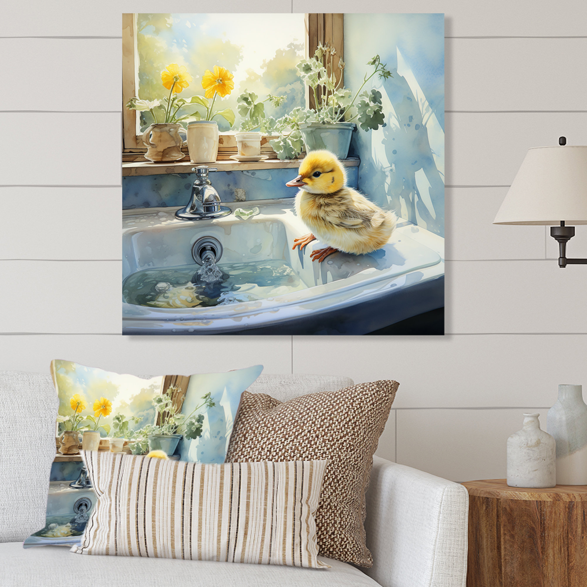 Trinx Yellow Duck Bathroom Dip V - Mouse Animal Metal Wall Art | Wayfair
