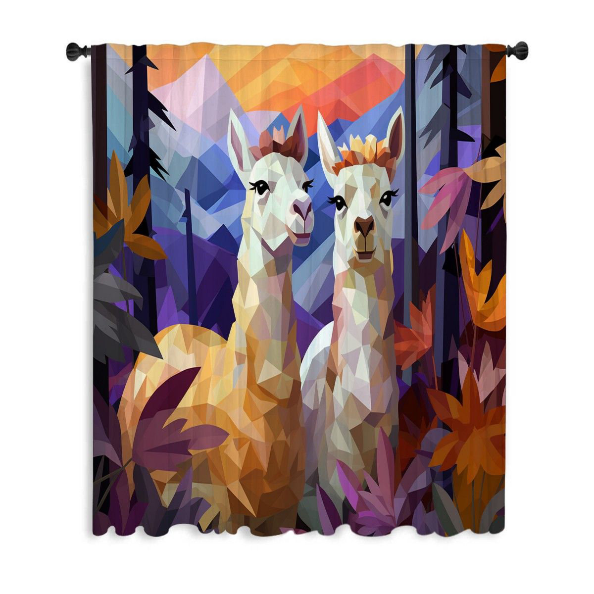 VisionDecor Nature Alpaca Window Curtains, Animal Blockout & Sheer ...