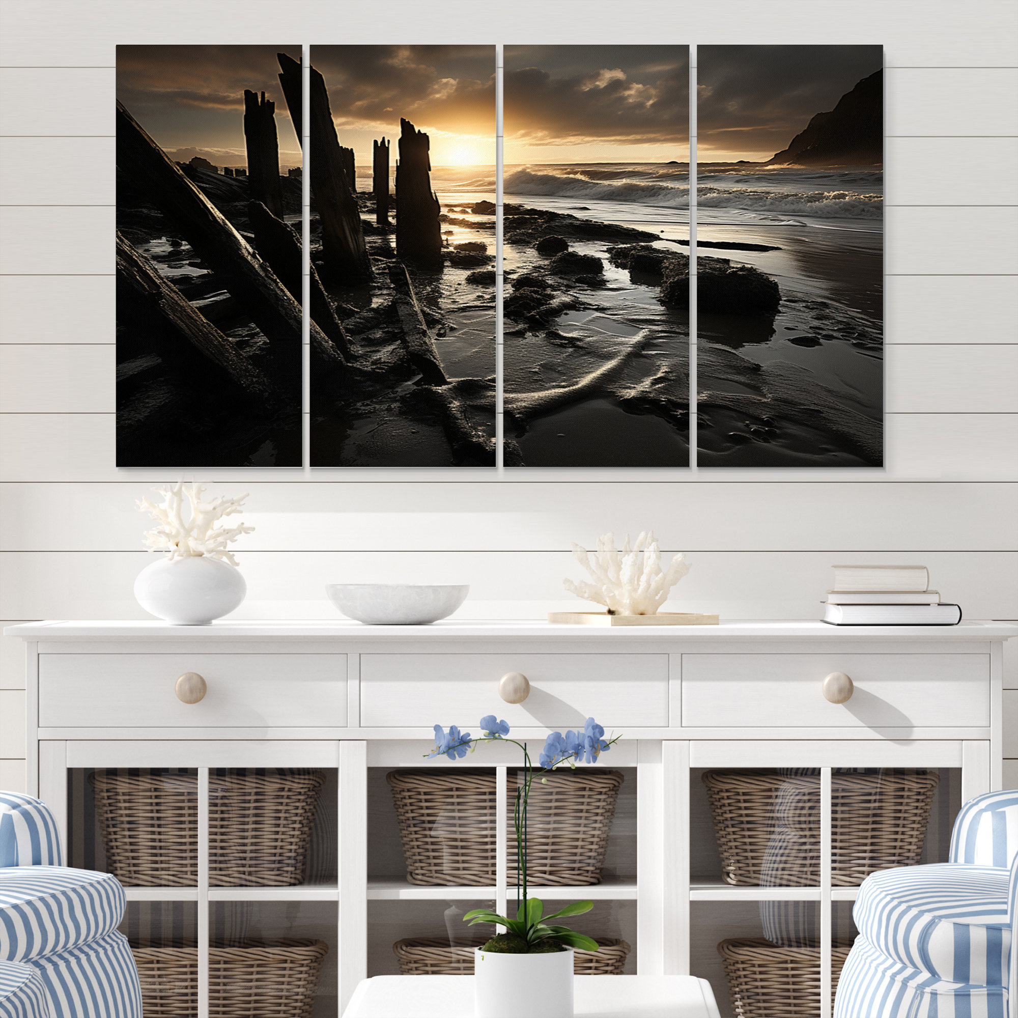 Design Art Beach Photo Oceanic Rhythms I - Nautical & Beach Canvas Art ...