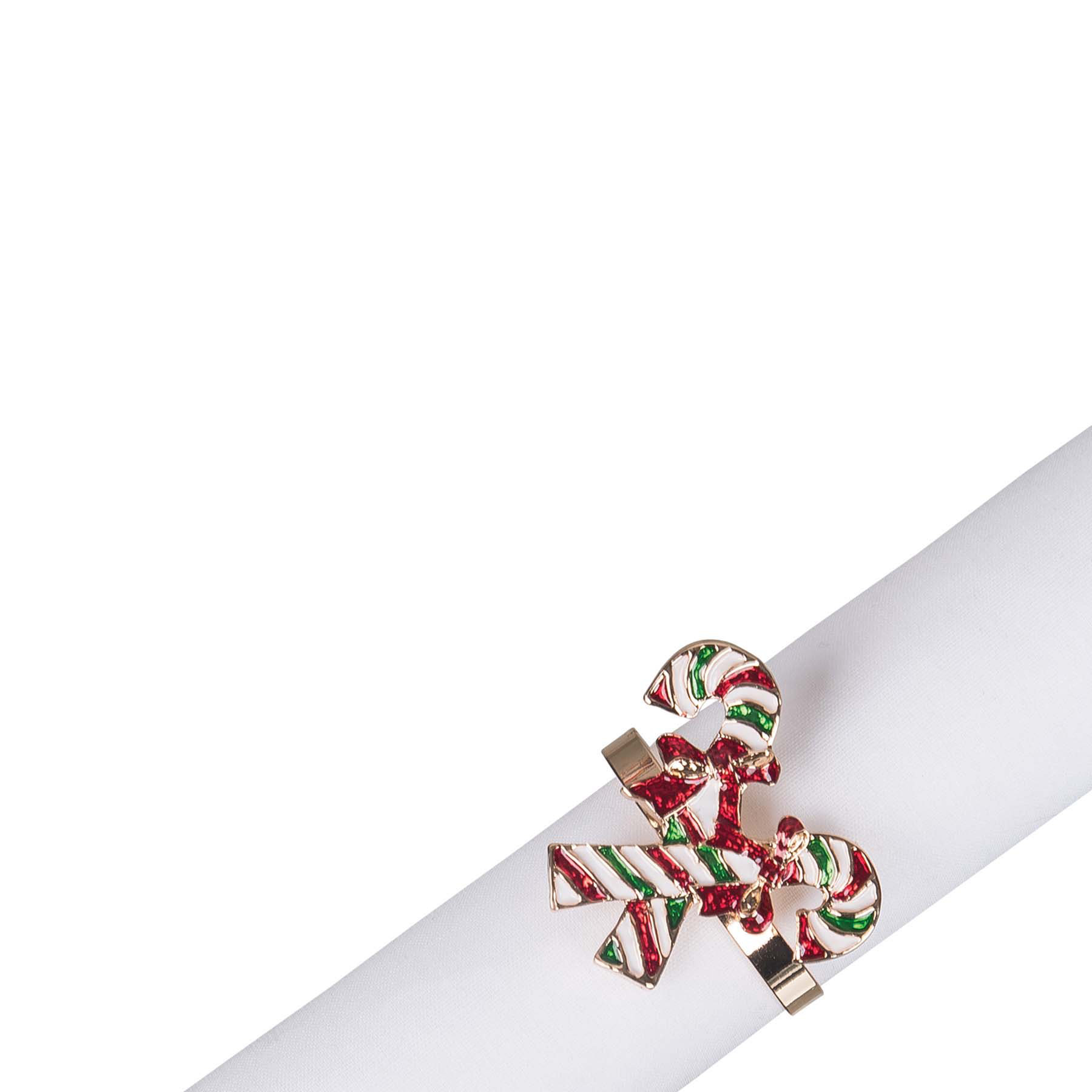 Highland Dunes Candy Cane Napkin Ring Set of 4 | Wayfair