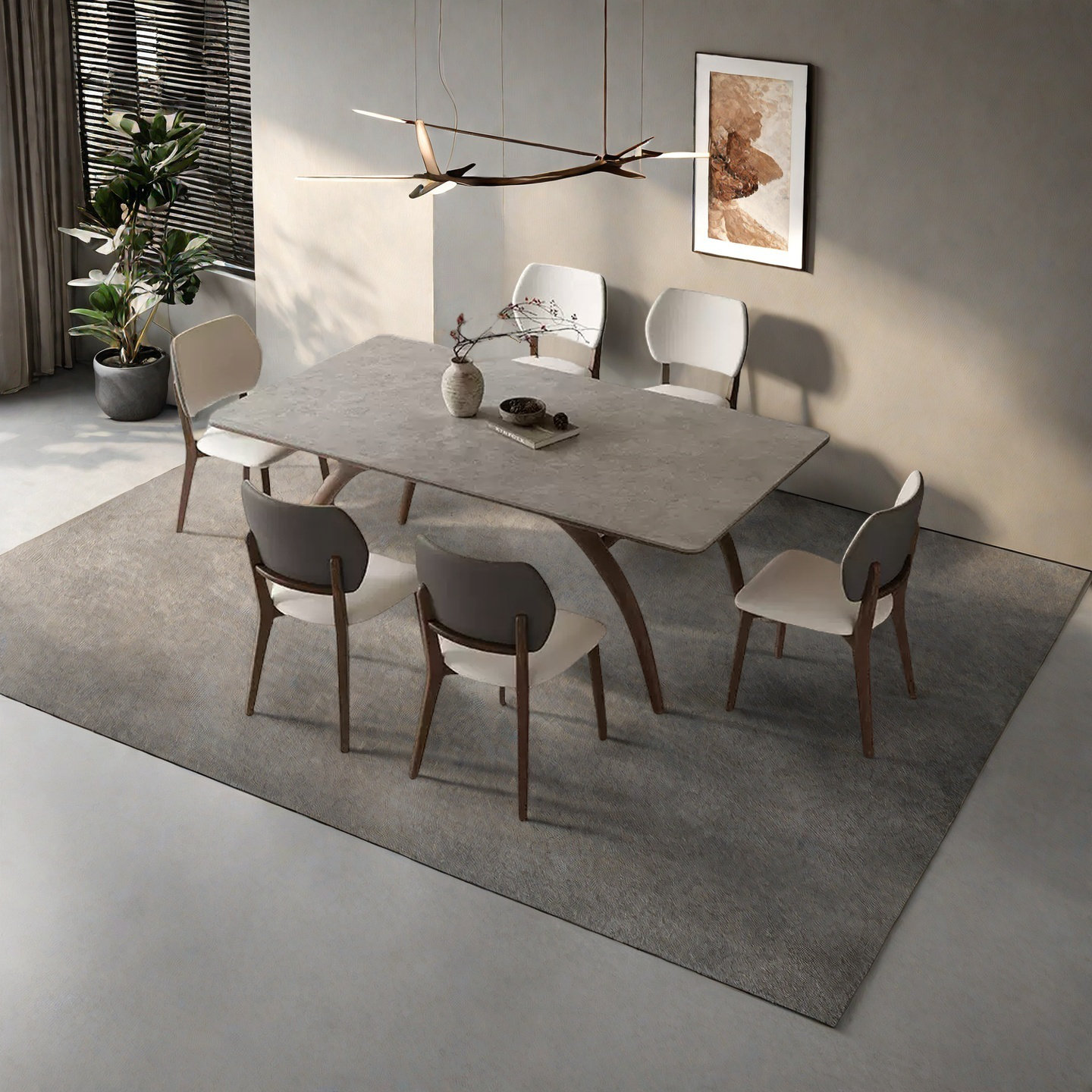 Beicang Home Double Layer Stone Wood Dining Table with Safe Fin | Wayfair