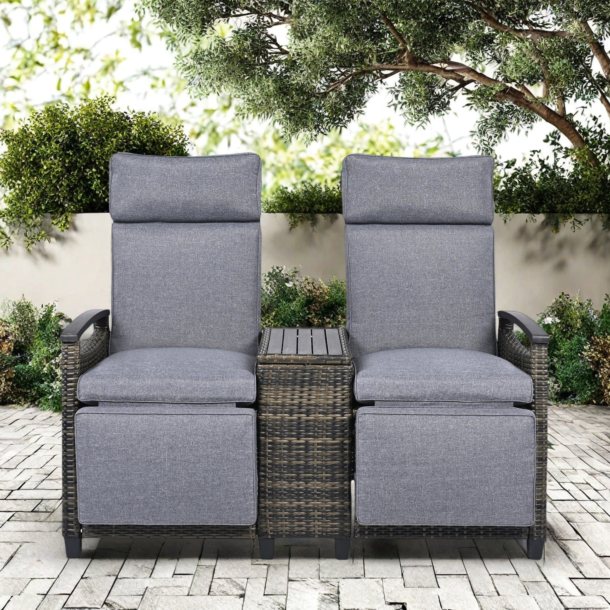 Lark Manor 2 - Person Seating Recliner Outdoor Chaise Lounge Set With ...