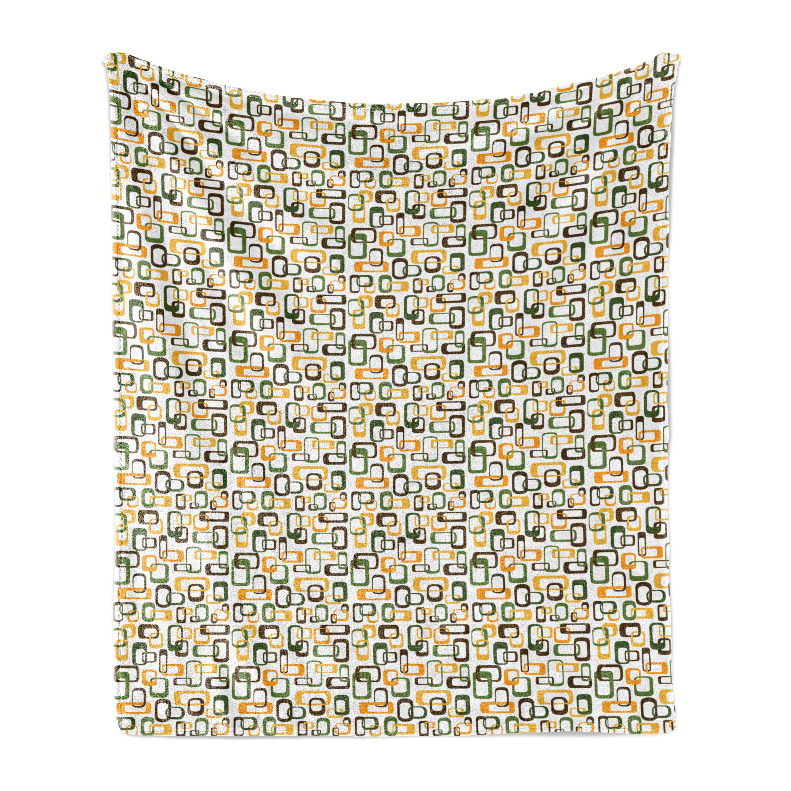 Ambesonne 1970s Fleece Throw Blanket Retro Interlocking Squares Green ...