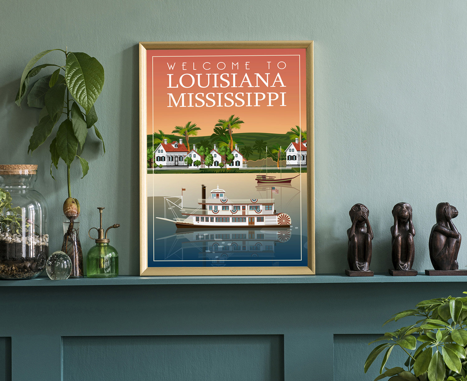 Trinx Mississippi Retro Style State Travel Poster, Vintage Unframed ...