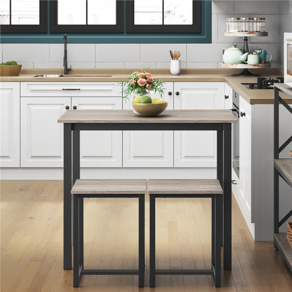 Latitude Run® 2-Person Industrial Dining Table Set Space Saving ...