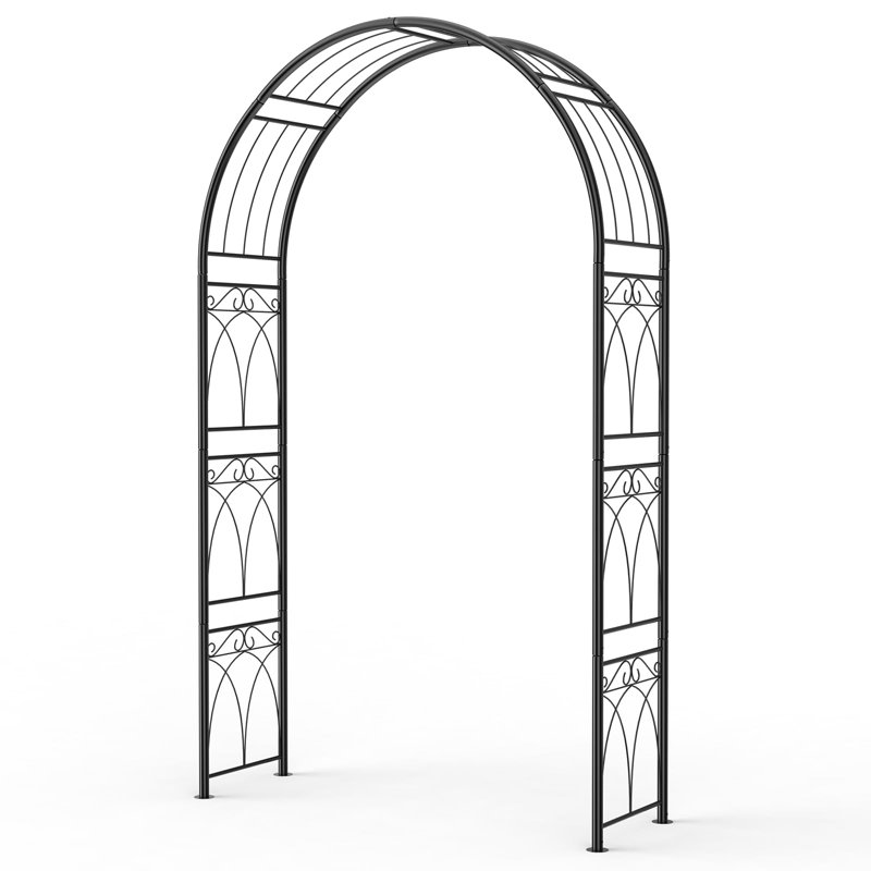 Homhougo 8FT Steel Garden Arch - Reinforced Wedding Arbor With Ground ...