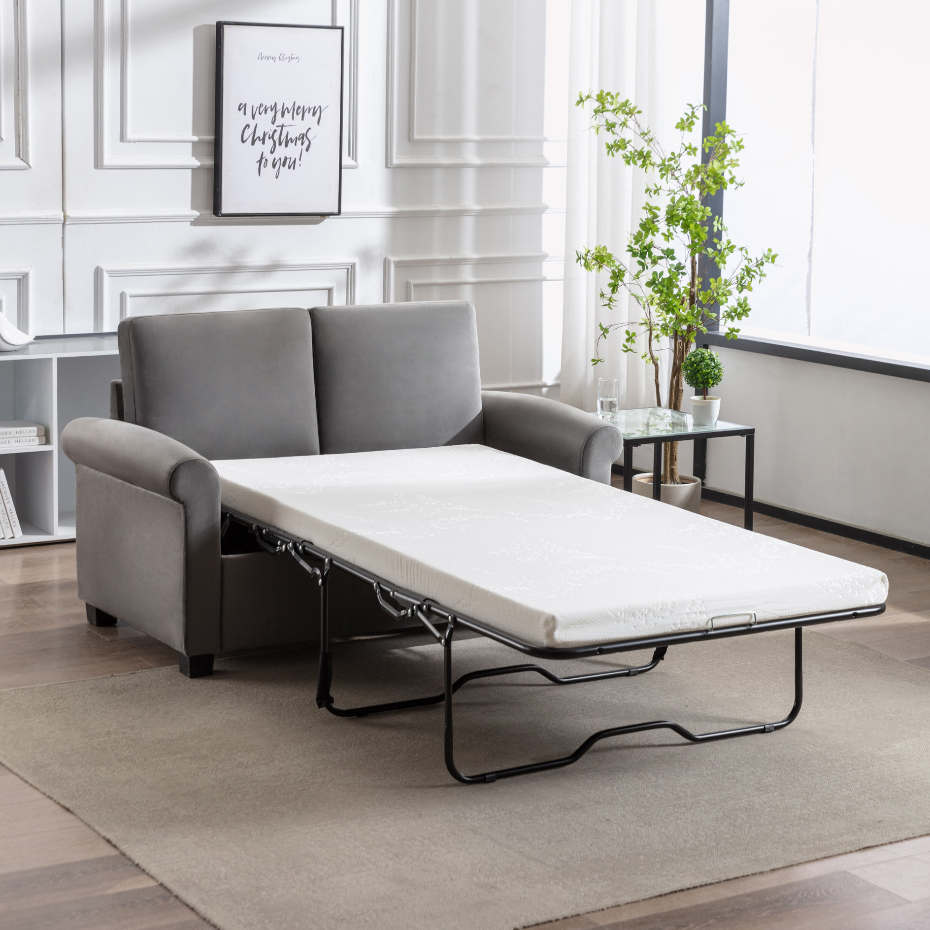 Red Barrel Studio® Marij 58.3" Flared Arm Sofa Bed with Reversible ...