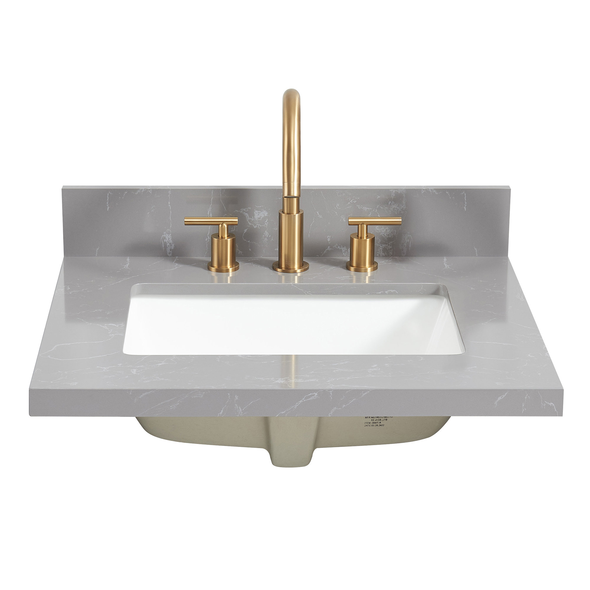 Vinnova Jaen 25'' Engineered Stone Single Vanity Top with Sink and 3 ...