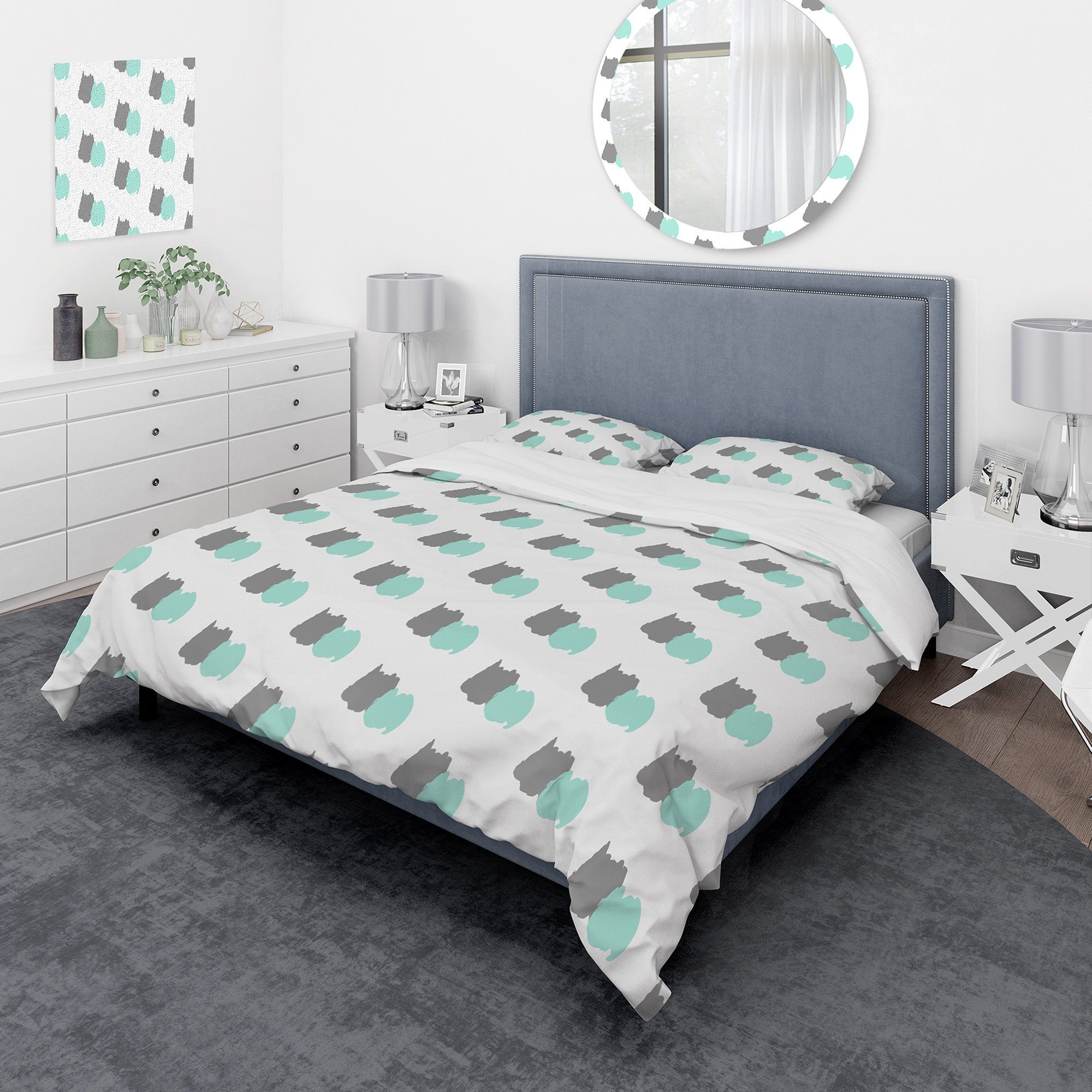 Design Art Pink And Blue Midcentury Shapes III - Mid-Century Modern ...