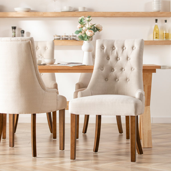 Red Barrel Studio® Upholstered Parsons Dining Chair Tufted Wing Back ...