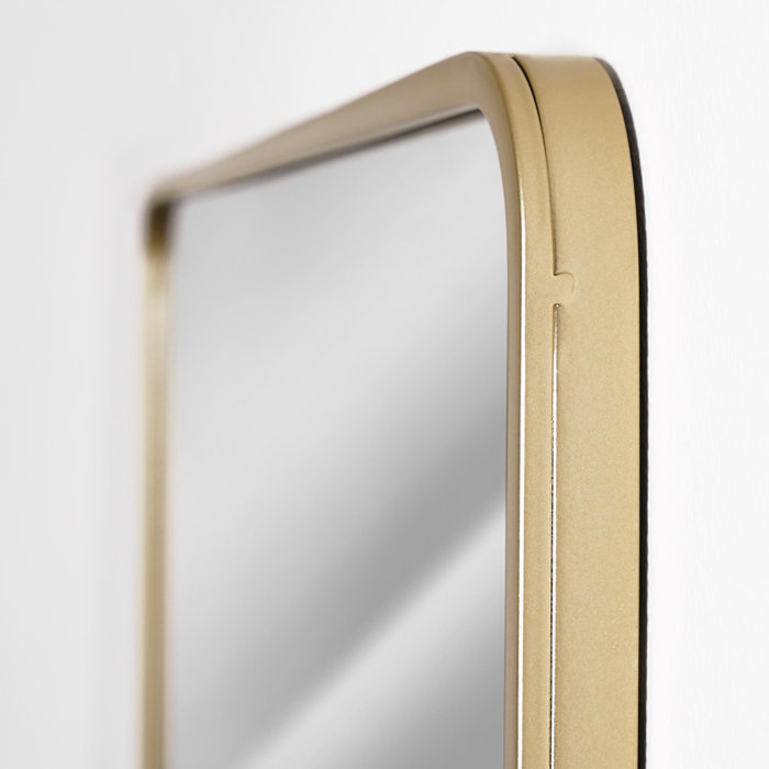 Everly Quinn Gold Frame Rectangle Vanity Wall Mirror With Storage - 21. ...