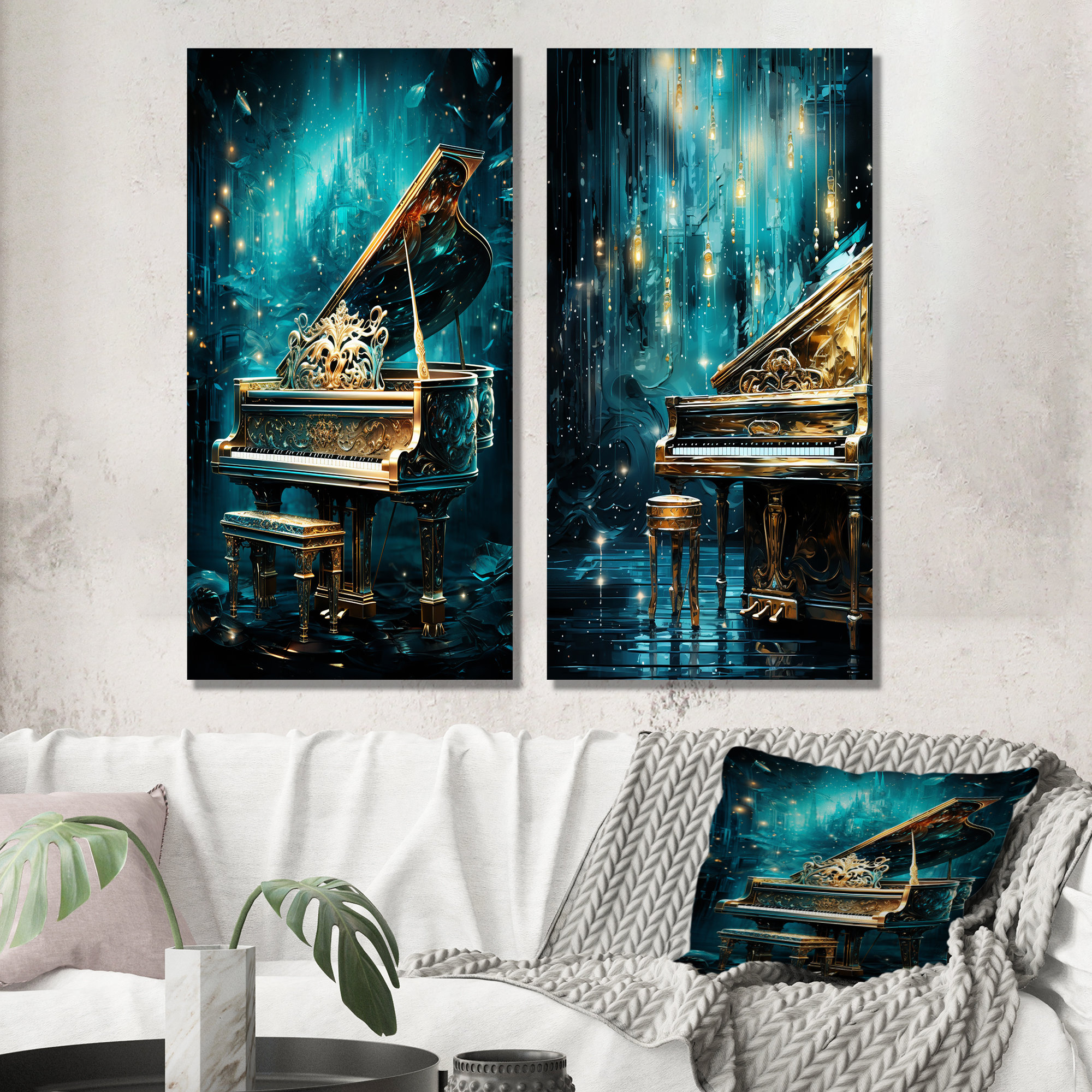 Winston Porter Blue Piano Surreal Sonata - Music Piano Canvas Prints ...