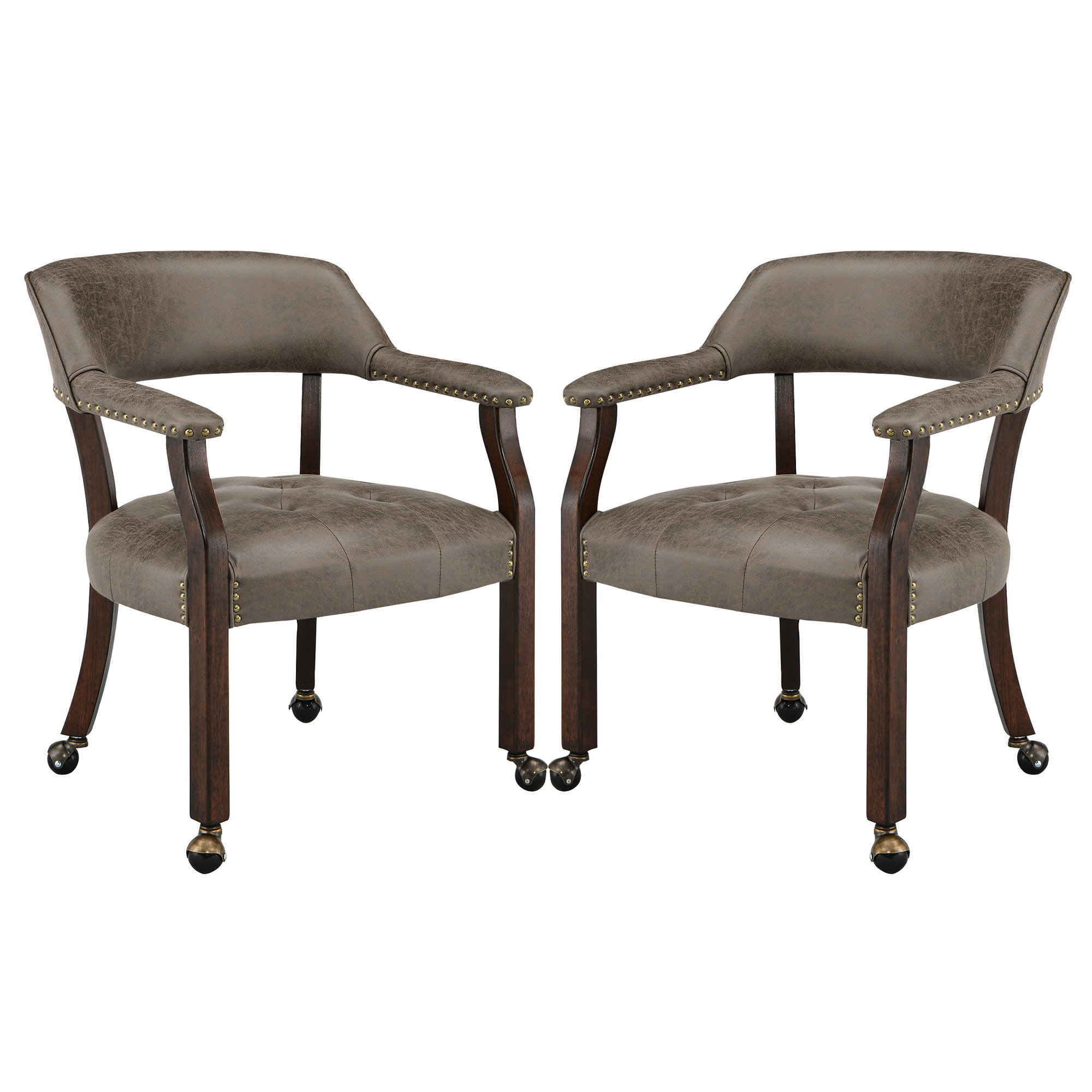 Lonshire Spark Swivel Tufted Dining Chairs With Casters And Arms ...