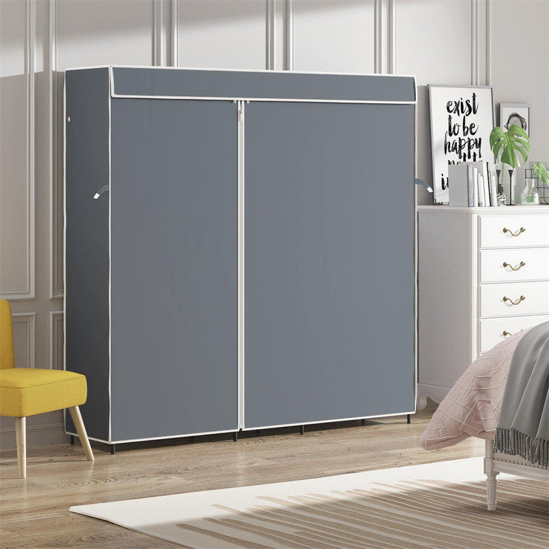 Rebrilliant 5 Tiers Wire Garment Rack Covered Clothes Rack, Black Rack ...