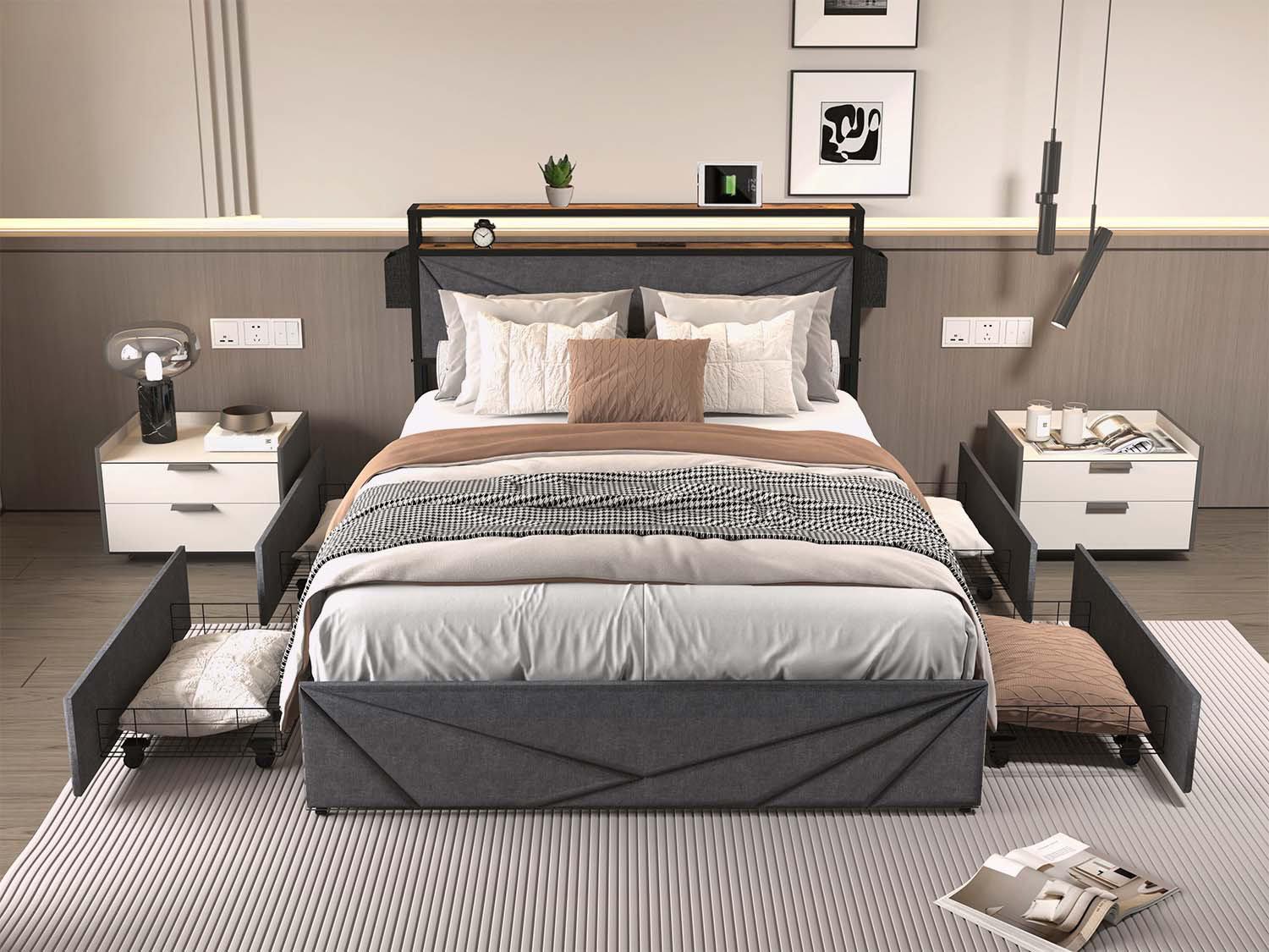 Ivy Bronx Versatile Bed with Storage and Noise-Free Design for ...