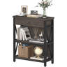 Gracie Oaks Rustic Bookshelf With Drawer, Industrial Wood And Metal ...