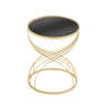 Ivy Bronx Modern Side Table With Black Mirror Appearance And Golden ...