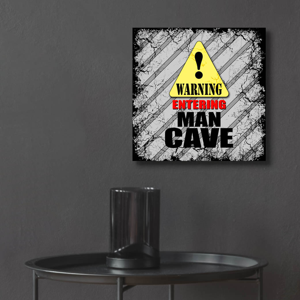 Trinx 'Warning Man Cave' by Lightbox Journal, Acrylic Glass Wall Art ...