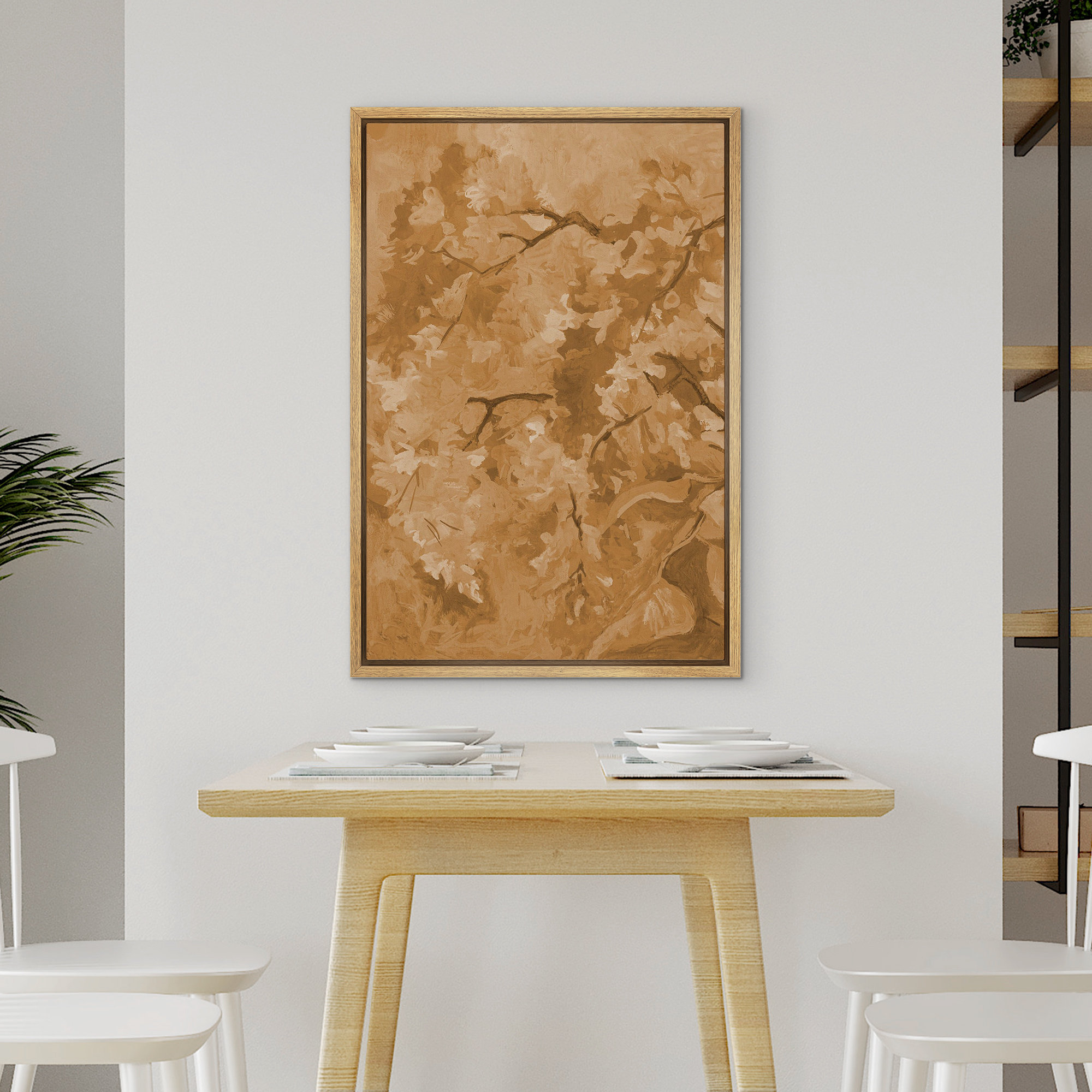 wall26 Lush Brown Tree Branch Leaves Illustrations Rustic French ...