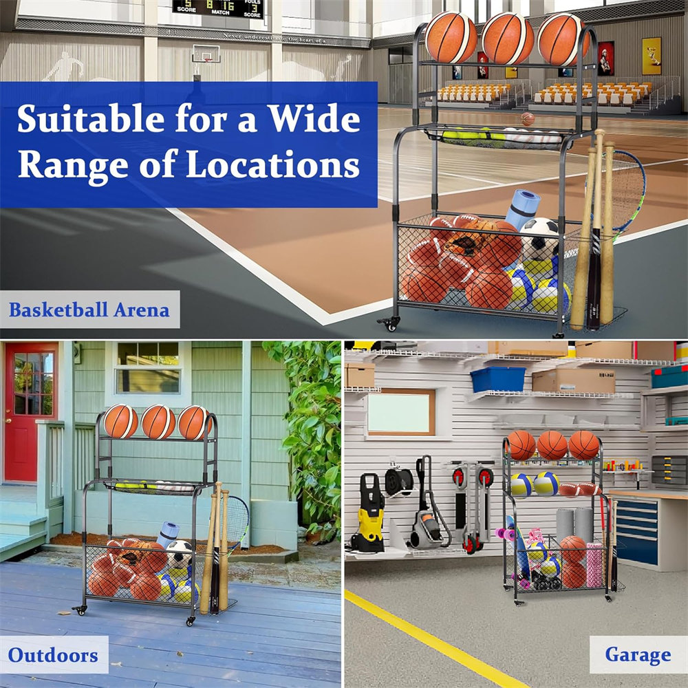 17 Stories Ball Stroage Rack | Sports Equipment Organizer | Ball Rack ...