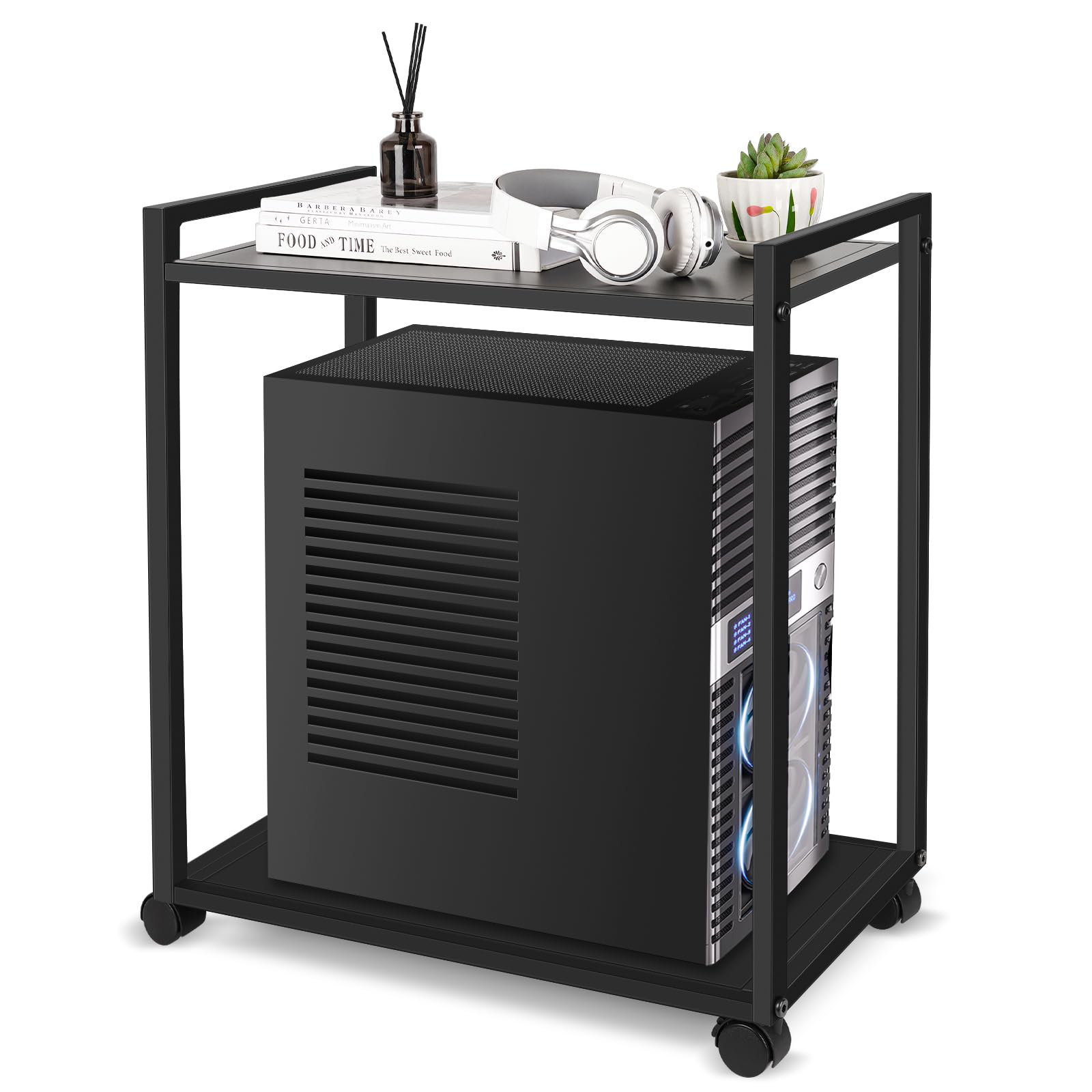 HUDSON & ASHTON LLC Double Layer CPU Stand With Lockable Wheels For ...