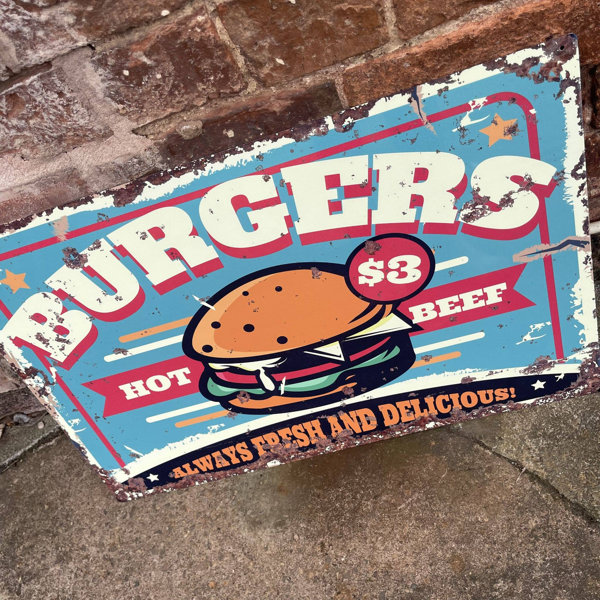East Urban Home Burger Take Away Food Retro - No Frame Art Prints on ...