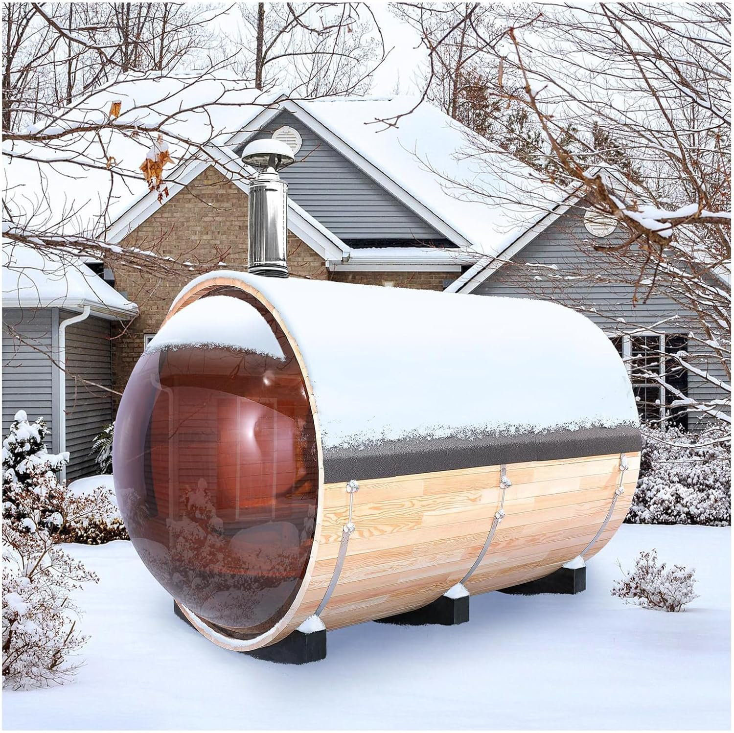 ZONEMEL Outdoor Steam Sauna for 8 Person, Panoramic View, 6.2ft x 7.9ft ...