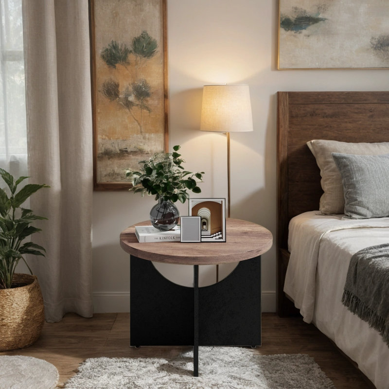 Ebern Designs Round Night Stand 24" Mid Century Modern Circle Side ...